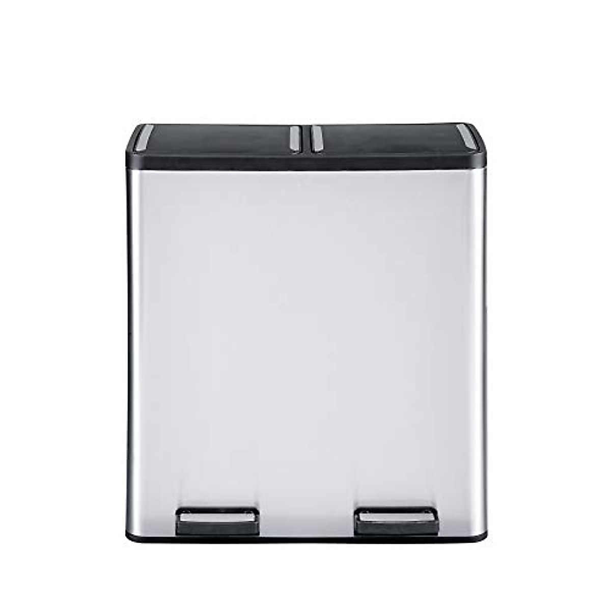 The Step N' Sort 18.5 Gallon Extra Large Capacity, Soft-Step, Dual Trash and Recycling Bin with Removable Inner Bins Silver