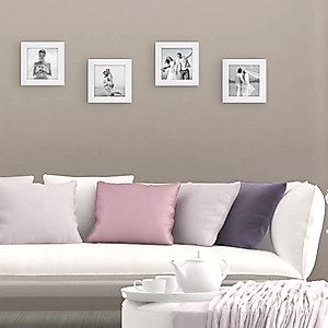 Picture Frames 5x5 White Nature Solid Wood 2 Pack for Wall Mount and Tabletop Display