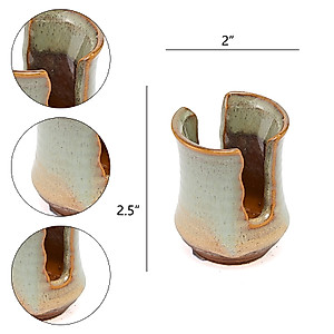 Pottery Sponge Holder Slotted Stoneware Ceramic Porcelain Sponge Holder by Gute for Father, Mother, Cleaning Supplies - Decorative Kitchen Décor - Organizer for Cleaning Dishes (Green)