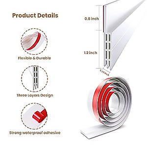 Ohuhu Door Draft Stopper Seal Strip, Door Sweep Under Door Weather Stripping Noise Blocker Gap Filler Bottom, Draft Guard Dust Wind Block for Garage Exterior Interior Doors (118"L x 2"W, White)