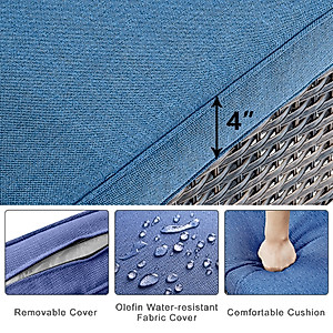 HUMMUH 8-Piece Outdoor Patio Furniture PE Wicker Patio Conversation Set,High Back Patio Couch with Ottomans Outdoor Chairs for Backyard,Porch,Deck