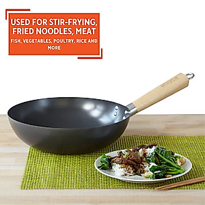 IMUSA USA IMU-52005 Nonstick Wok with Wood Handle 11-Inch