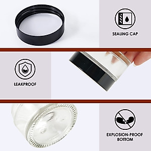 1oz Glass Jar with Lid, Hoa Kinh 25Pack Clear Round Containers Cosmetic Glass Jars with Inner Liners and Black Lids Travel Jars for Storing Lip and Body Scrub, Lotion, Body Butter, Bath Salts, Liquid