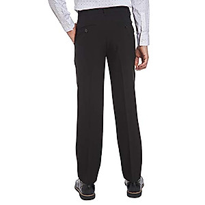 Calvin Klein Boys Flat-Front Bi-Stretch Dress Pant, Straight Leg Fit & Hemmed Bottom, Belt Loops & Functional Front Pockets, Black, 10
