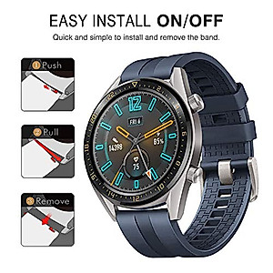 MoKo 3 Pack Bands Compatible with Huawei Watch GT5/GT5 Pro 46mm/GT4 46mm/GT3/GT3 Pro 46mm/GT/GT2 46mm/GT2 Pro/GT2e/GT Runner/Huawei Watch 4/4 Pro/3/3 Pro, 22mm Soft Silicone Replacement Strap, B/W/MB