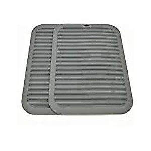 Smithcraft Silicone Trivets for Hot Dishes, Pots and Pans, Hot Pads for Kitchen, Heat Resistant Mat Quartz Countertops, Silicone Mats for Kitchen Counter, Table Pot Holders Trivet mat Set 2 Dark Grey