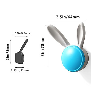 Kcmwsy 3 Pack Coat Hooks Cute Rabbit Shape Metal Towel Hooks Heavy Duty Wall Hooks Modern Bathroom Door Hooks for Coat,Bag,Hat, Scarf,Towel,Key etc (Matte Blue, Large Size)