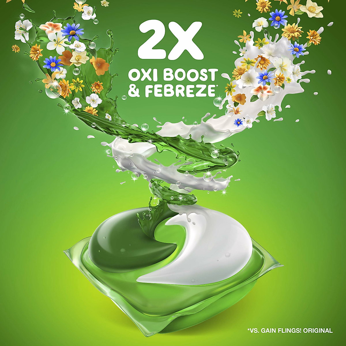 Gain Ultra Flings Liquid Laundry Detergent Pacs Designed for Large Loads, Original Scent, 41 Count