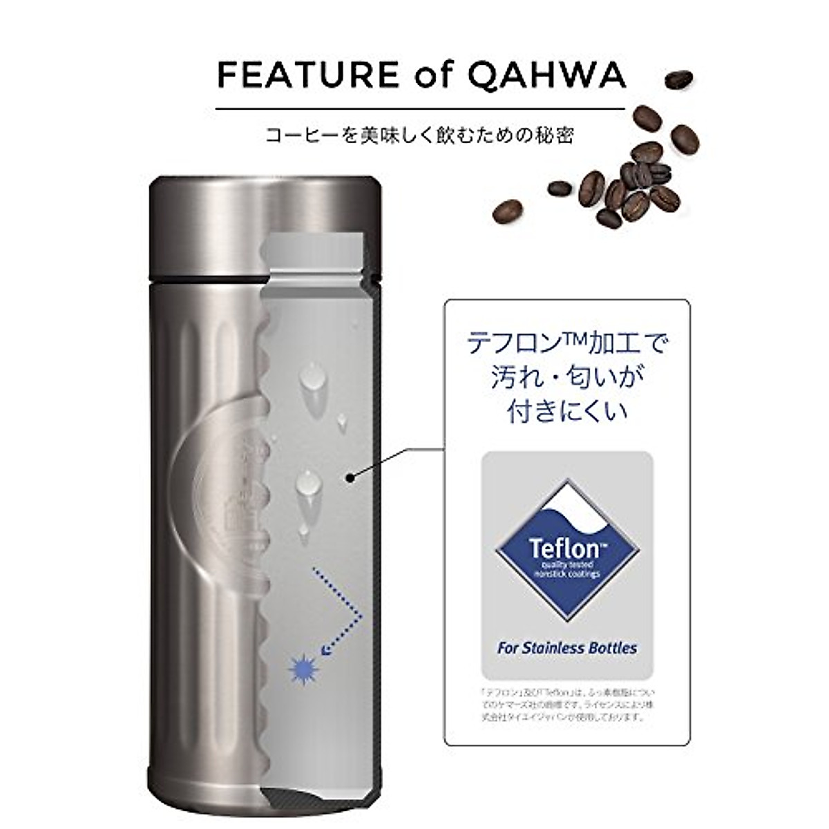 CB Japan QAHWA Water Bottle, Silver, 14.2 fl oz (420 ml), Direct Drinking, Stainless Steel Bottle, Vacuum, Insulated, Kahua, Coffee Bottle