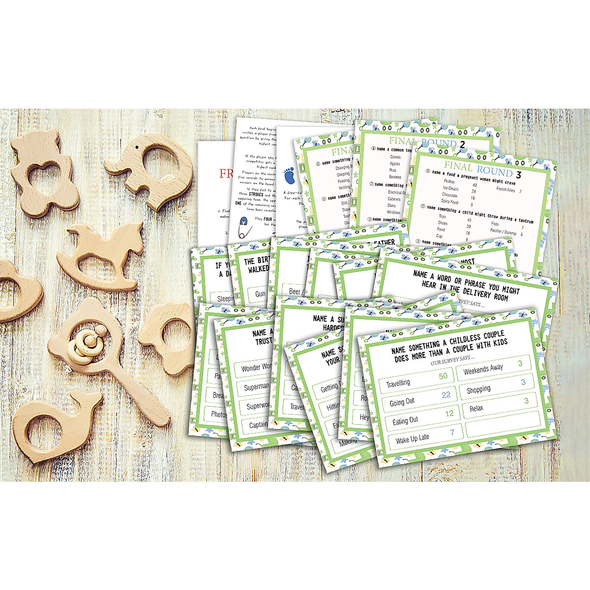 Baby Shower Friendly Feud Quiz, Family Feud Quiz, Baby Shower Game Night, Baby Shower Group Game, Mother to Be Party Game, Green Version-01