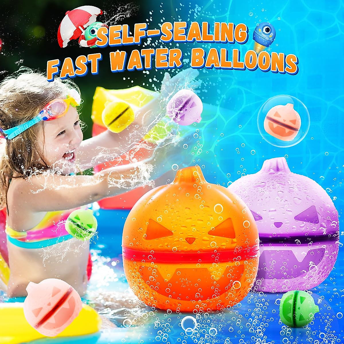 Hiliop 12PCS Reusable Water Balloons Quick Fill & Self Sealing, Latex-Free Silicone Magnetic Splash Water Balloon for Kids