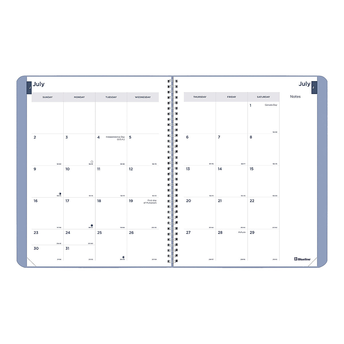 Blueline Essential Academic Monthly Planner, 14 Months, July 2023 to August 2024, Twin-Wire Binding, Soft Vicuana Cover, 11" x 8.5", Cloud Blue (CA701F.02-24)