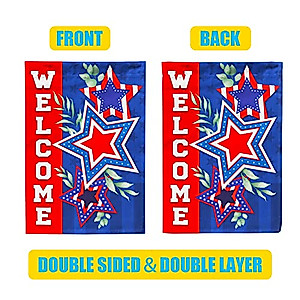 Welcome Star Patriotic Garden Flag for 4th of July Independence Day Outdoor Decoration Double Sided Printing 12x18 Inch