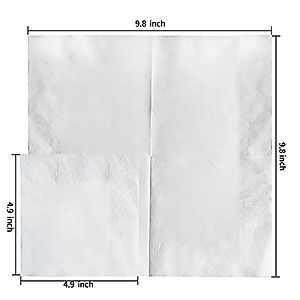 200 Count 2 Ply White Beverage Napkins Disposable Four Fold Cocktails Paper Napkins 9.8" X 9.8 " unfolded for Party and Every Day Use