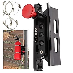 AUFER 1 Year Warranty-Universal Adjustable Roll Bar Fire Extinguisher Mount Holder Compatible with for Jeep Wrangler Gladiator Bronco UTV Polaris RZR Ranger Can Am Camper Van ATV Boat,Aluminum