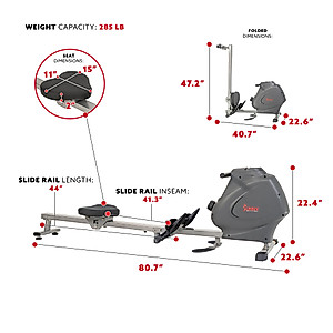 Sunny Health & Fitness Multifunction Premium Magnetic Indoor Rowing Machine - SF-RW5941