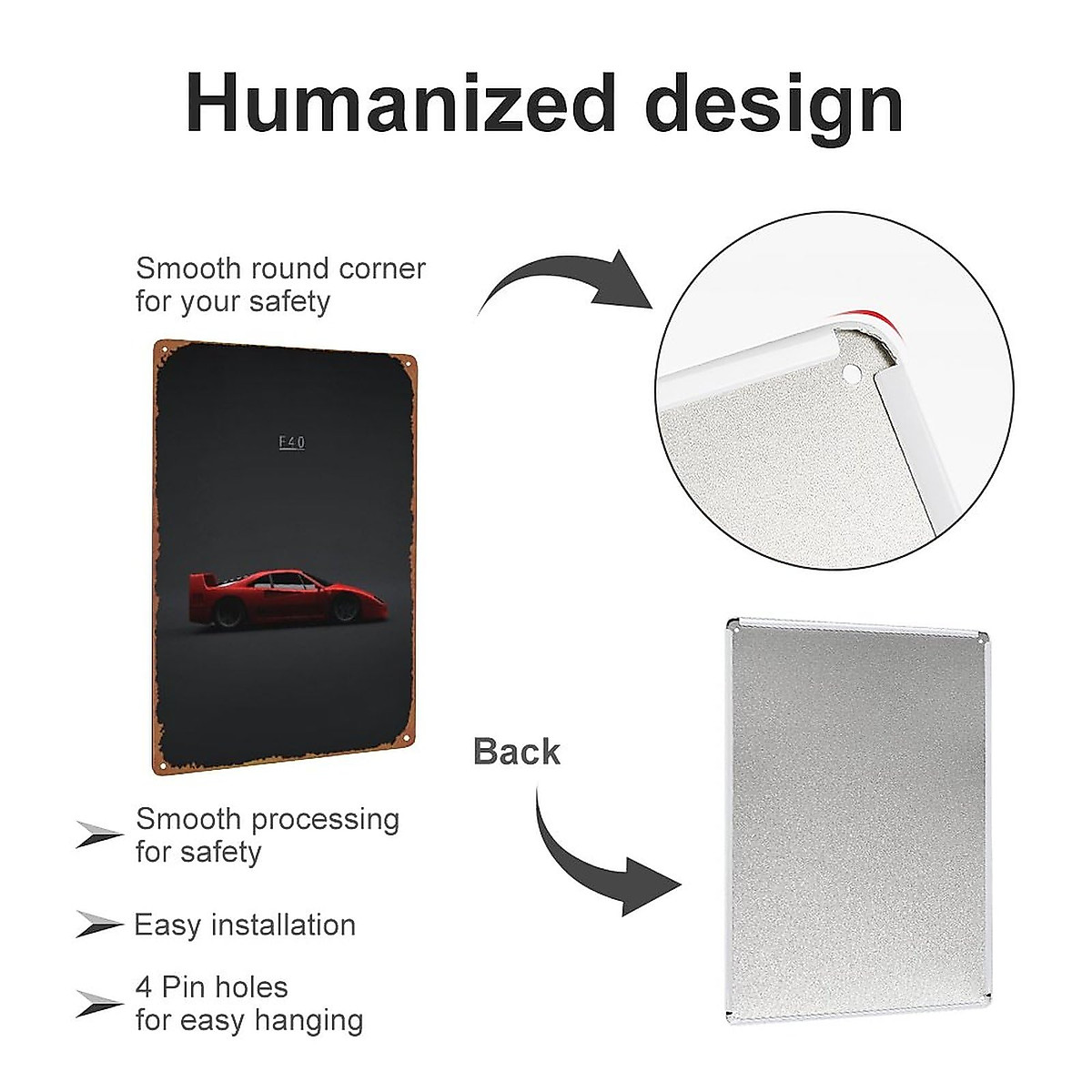 1987 Ferrari F40 Sports posters Metal Sign Tin Metal Retro Wall Decor for Home,Street,Gate,Bars,Club