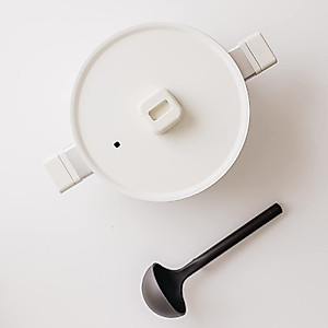 Dr.HOWS Lumi Ceramic Nonstick Pot with Lid 8 inch - Large Pot for Cooking with Rubber-Coated Handles, PFOA-Free - For Induction, Ceramic, Electric, Halogen and Gas Cooktops