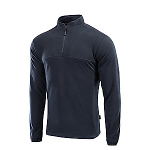 M-Tac Quarter Zip Pullover Men - Fleece Lined Thermal Shirt for Men - Lightweight Dark Navy Blue Tactical Long Sleeve Shirt Top Delta (XL)