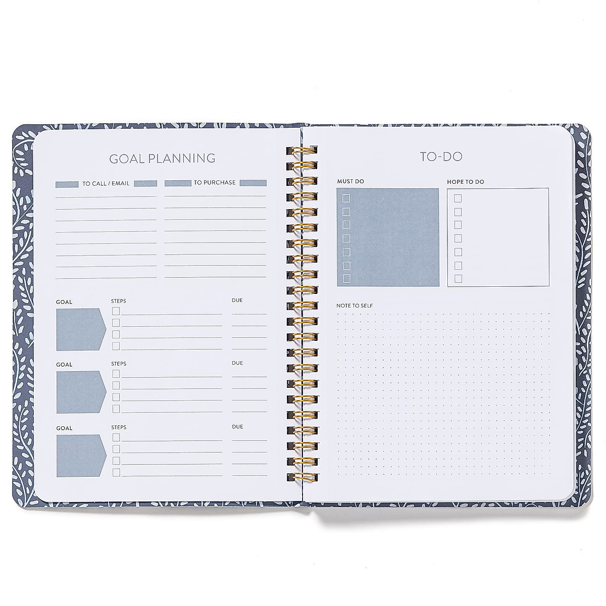 High Note Personal Planning Notebook, Non-Dated Planner - Garden Bee, 144 Lined Pages, 6" x 8.25"
