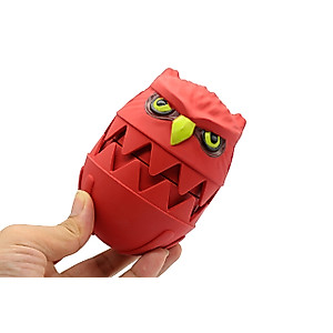 WapaW Owl Squeaky Dog Toy - Natural Rubber Treat Dispensing Dog Toys for Small & Medium Dogs, Indestructible Dog Chew Toys for Aggressive Chewer, Tough Dog Toothbrush Toy (Red Owl)