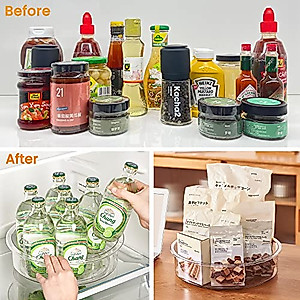 vacane Clear 10" Lazy Susan Organizer, Plastic Lazy Susan Turntable for Cabinet Rotating Pantry Lazy Susan Cabinet Organizer, Refrigerator, Bathroom Makeup Perfume Organizer