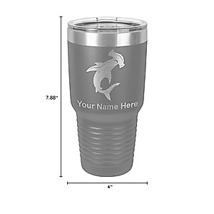 30oz Vacuum Insulated Tumbler Mug, Hammerhead Shark, Personalized Engraving Included (Gray)