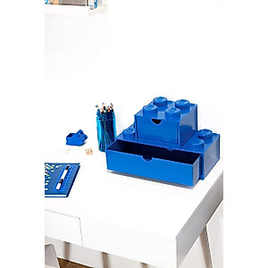 LEGO Stackable Desk Drawer BLUE with 8 Knobs - Plastic Storage Box for LEGO, Toys, Desk Drawers, Office Supplies, and Stackable Storage, Home Decoration