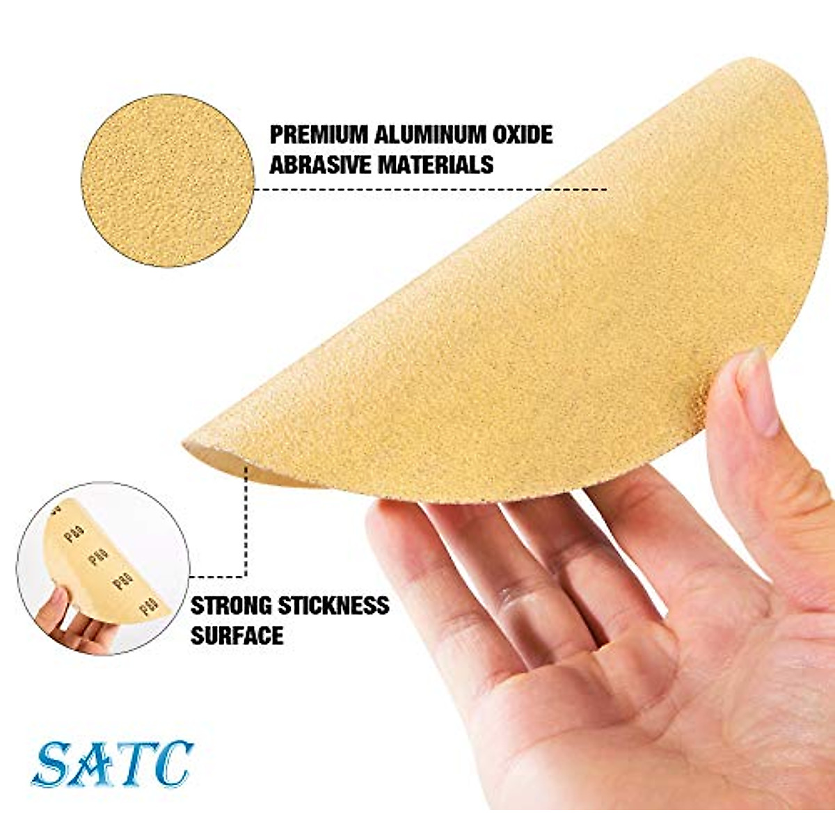 S SATC 100 PCS PSA Sanding Discs 6 Inch Adhesive Backed Sandpaper 80 Grit Sander Attachment for Drill Self Stick Aluminum Oxide Round Automotive Sandpaper with Sticky Back