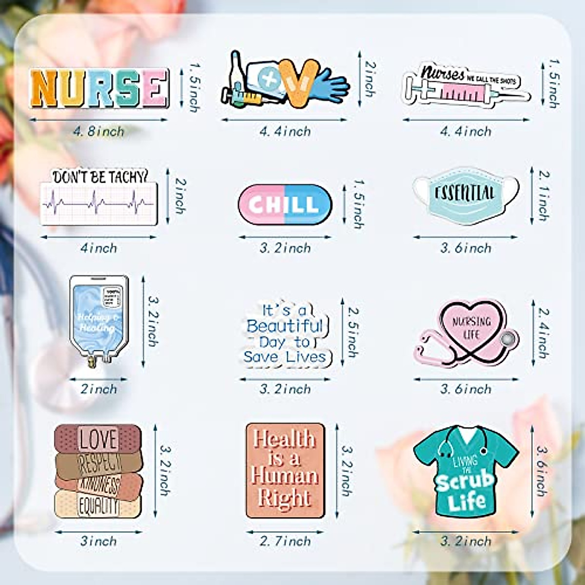 12 Pieces Nurse Refrigerator Magnets Nursing Magnetic Stickers Nursing Stickers Funny Nursing School Essentials Medical Nursing Student Stickers Magnetic Nurse Decal for Refrigerator Laptops Locker