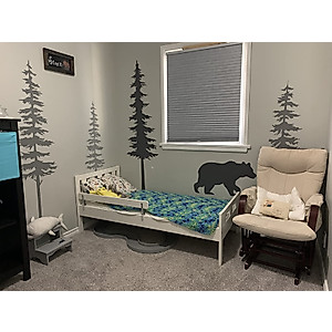 N.SunForest Nursery Wall Decals Pine Tree Stickers with Large Bear Removable Wall Mural Stickers Nursery Tree Art Nature Decals for Kid's Room Bedroom Home Decoration