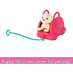 Barbie Chelsea Doll & 6 Accessories, Travel Set with Puppy, Pet Carrier & Backpack that Opens & Closes, Blonde Small Doll