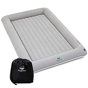 HUGBINO Portable Kids Air Mattress with Electric Pump - Inflatable Toddler Travel Bed with Sides, Perfect for Camping, Traveling, and Sleepovers - Includes removavle Blow up Mattress and Carry Bag