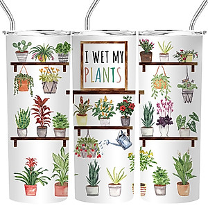 Fatbaby Plant Lover Gifts for Women, Plant Lady Gifts Travel Tumbler Cup,Gardening Gifts for Women,Vacuum Insulated Stainless Steel Skinny Tumbler With Lid and Straw 20oz