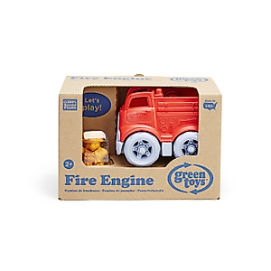 Green Toys Fire Engine, Red - Pretend Play, Motor Skills, Kids Toy Vehicle. No BPA, phthalates, PVC. Dishwasher Safe, Recycled Plastic, Made in USA.