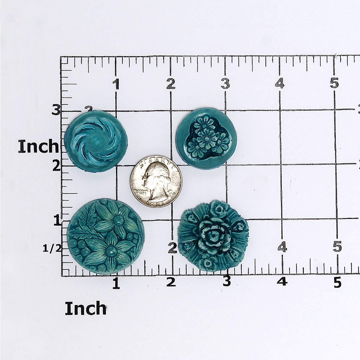 Flower Vintage Style Button Silicone Mold Fondant Chocolate Mint Resin Polymer Clay Jewelry Craft Mold