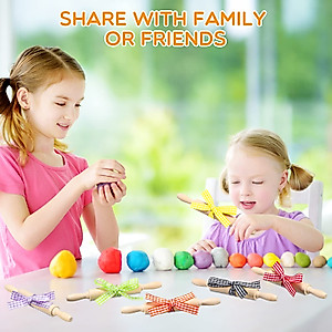 20 Pcs 5 Inch Wooden Mini Rolling Pin for Kids Child Small Rolling Pin Wooden Dough Roller with Plaid Ribbon for Kitchen Tools Children Fondant Pastry Pizza Cookie Crafting and Imaginative Play