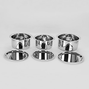 Sumeet 3 Pcs Stainless Steel Induction & Gas Stove Friendly Container Set/Tope/Cookware Set With Lids Size No.10 To No.12