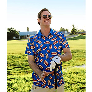 Tipsy Elves Navy Hot Dog Golf Polo for Men Size Large