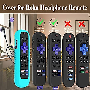 Case for Roku Headphone Remote, Battery Cover for Roku Voice Pro Remote, Rechargeable Control with Headphone Jack Silicone Sleeve Skin Glow in The Dark Blue