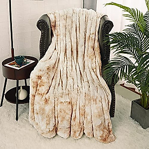 ST. BRIDGE Faux Fur Throw Blanket, Super Soft Lightweight Shaggy Fuzzy Blanket Elegant with Reversible Warm Cozy Plush Fluffy Decorative Blanket for Couch, Bed, Chair(65"x50", Ivory)