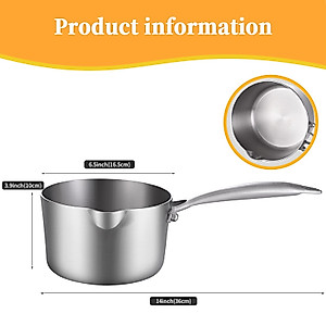 LOLYKITCH Tri-Ply Stainless Steel 1.5 QT Small Saucepan,Dia.16CM Induction Cooking Pot,Compatible with All Stoves,Dishwasher and Oven Safe (Removable Handle without Lid)