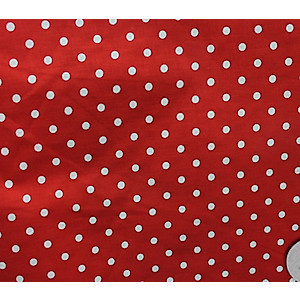 Polycotton Fabric Printed Small DOTS White RED Background / 60" Wide/Sold by The Yard