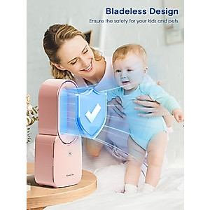 let'me Desk Fan, 11.8 Inch Bladeless Fan Mini Office Fan 4 Speeds with 5-Colors Ambient Light, USB Table Fan Small Quiet for Home, Bedroom,Dorm