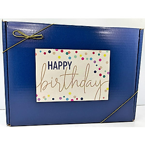 Birthday Snack Pack Gift Box Basket - Bundle of 44 Great Gifts - 8 Jerky, 9 Nuts / Trail Mix, 8 Bars, 13 Crunchy Salty Snacks, 6 Sweet Treats - Send Your Happy Birthday Wishes Today - Great for Dad, Husband, Coworker, Neighbor, Friend, Grandpa, Cousin, Un