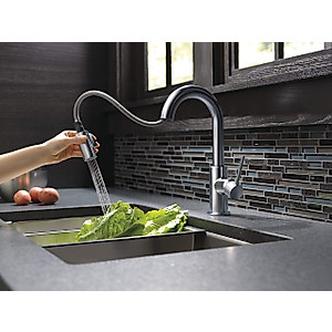 Delta Faucet Trinsic Bar Faucet Brushed Nickel, Bar Sink Faucet Single Hole, Wet Bar Faucets with Pull Down Sprayer, Prep Sink Faucet, Faucet for Bar Sink, Arctic Stainless 9959-AR-DST