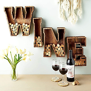 Monogram Letter Wine Cork Holder Décor (11.75 Inches)