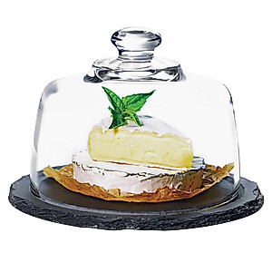 Anchor Hocking Presence Round Slate Platter with Glass Dome