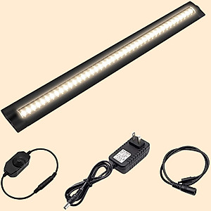 inShareplus 13inch LED Under Cabinet Lighting, Dimmable Light, Warm White 3500K, CRI90+, 450Lumens, DC 12V Ultra Thin Under Counter Kitchen Lights for Kitchen, Shelf, Cupboard, Black, 1 Pack