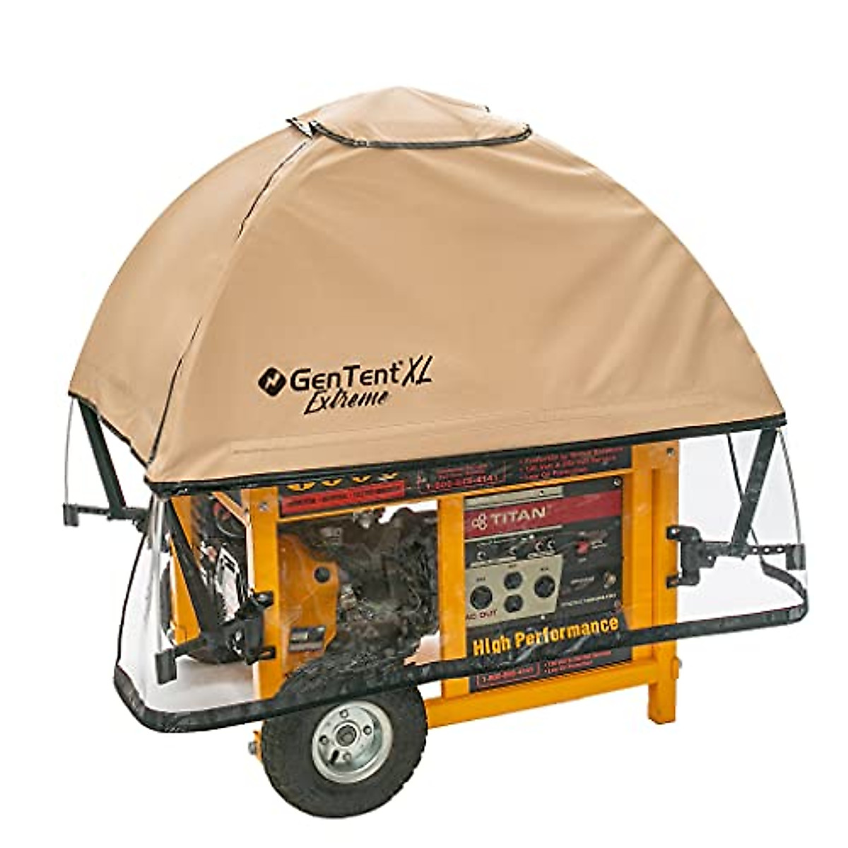 GenTent XL Generator Running Cover - Universal Kit - for Larger Open Frame Generators (Extreme, Tan)